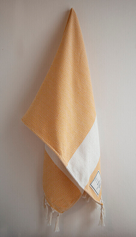 Mustard Yellow Herringbone Hand Towel - Hamam Square